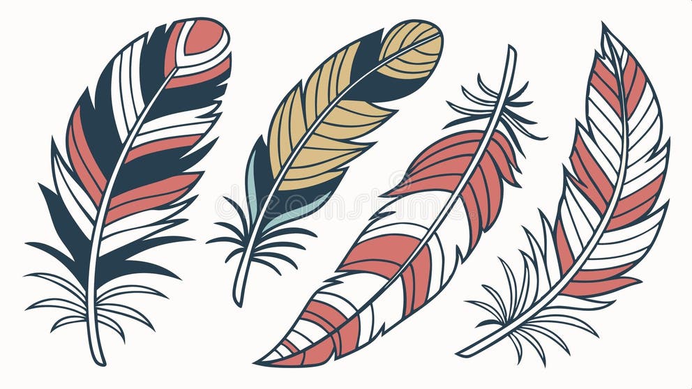 Feather Collection, Soft Vector Design Illustration Set. Vector Design ...