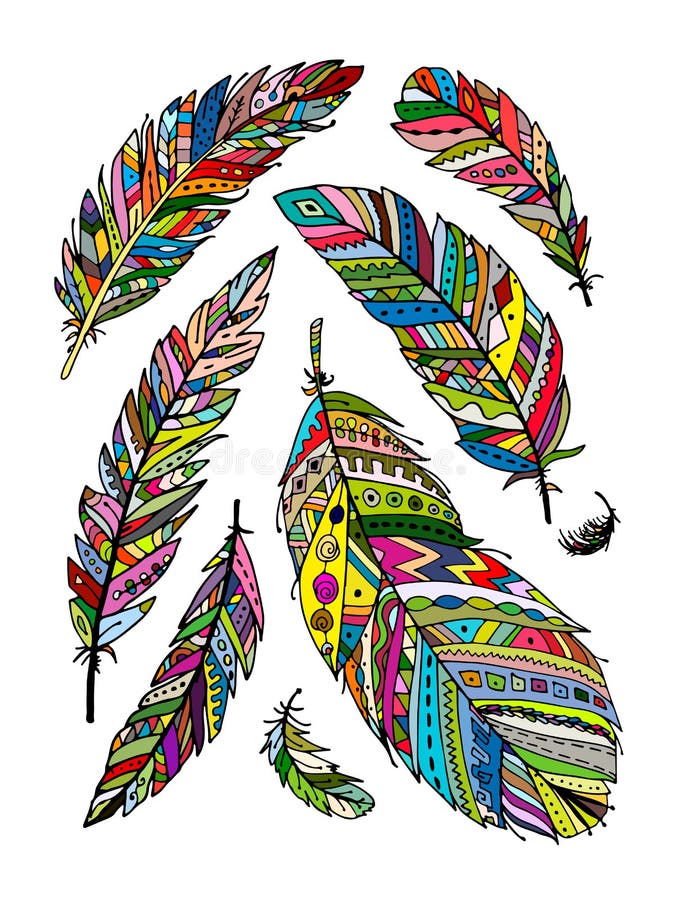 Feather Collection for Your Design Stock Vector - Illustration of light ...
