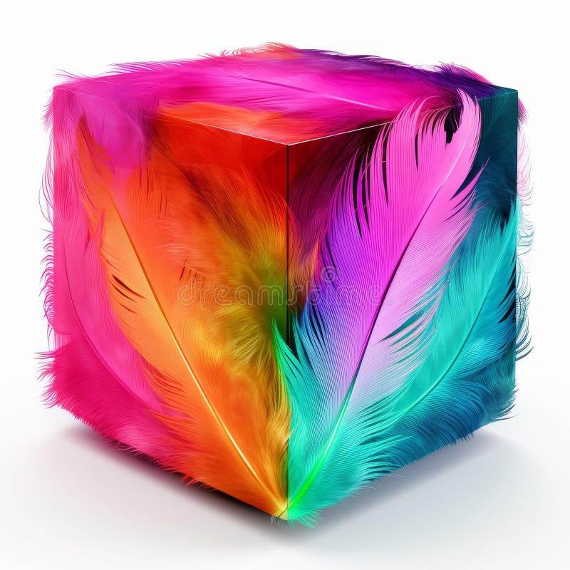 Feather Cube Displayed Crisply on a Pure White Background, Ai Generated ...