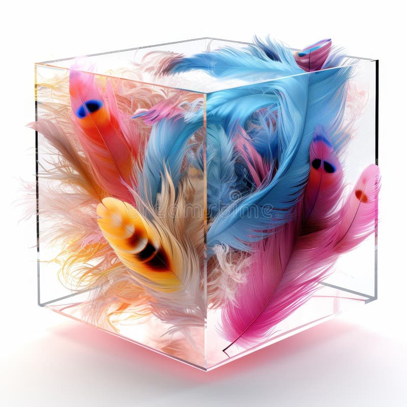 Feather Cube Displayed Crisply on a Pure White Background, Ai Generated ...