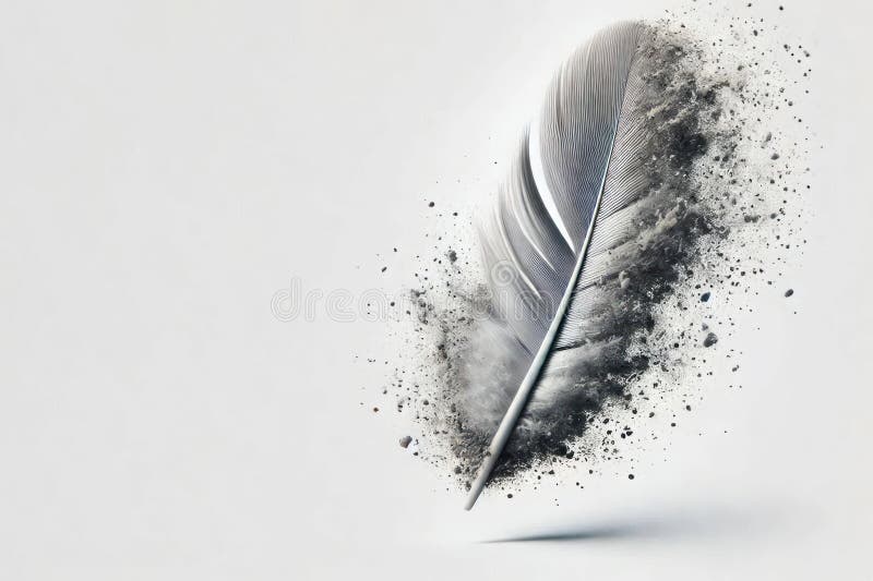 Feather with a Decay Effect. Space for Text. Stock Photo - Image of ...