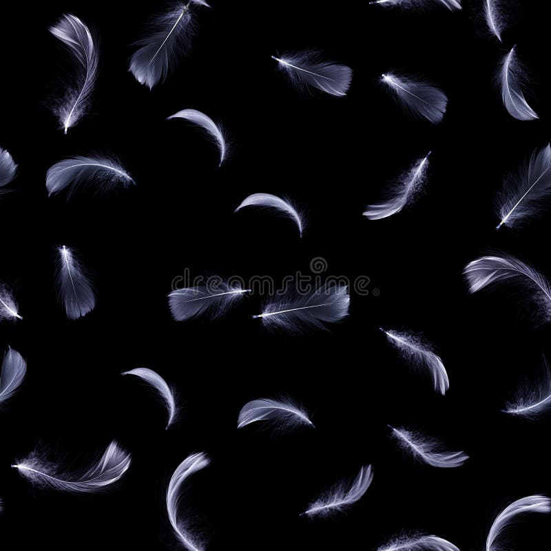 Feather Design. White Pastel Angel Feather Closeup Texture Falling on ...