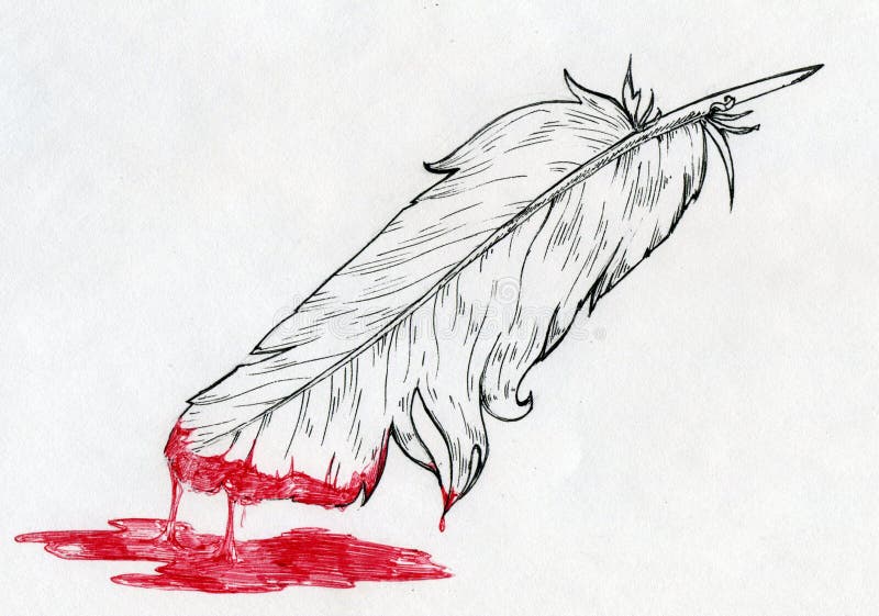 Feather Dipped in Blood or Red Paint Stock Illustration - Illustration ...