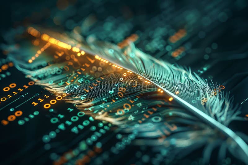 A Feather is Displayed on a Computer Screen with a Lot of Numbers and ...
