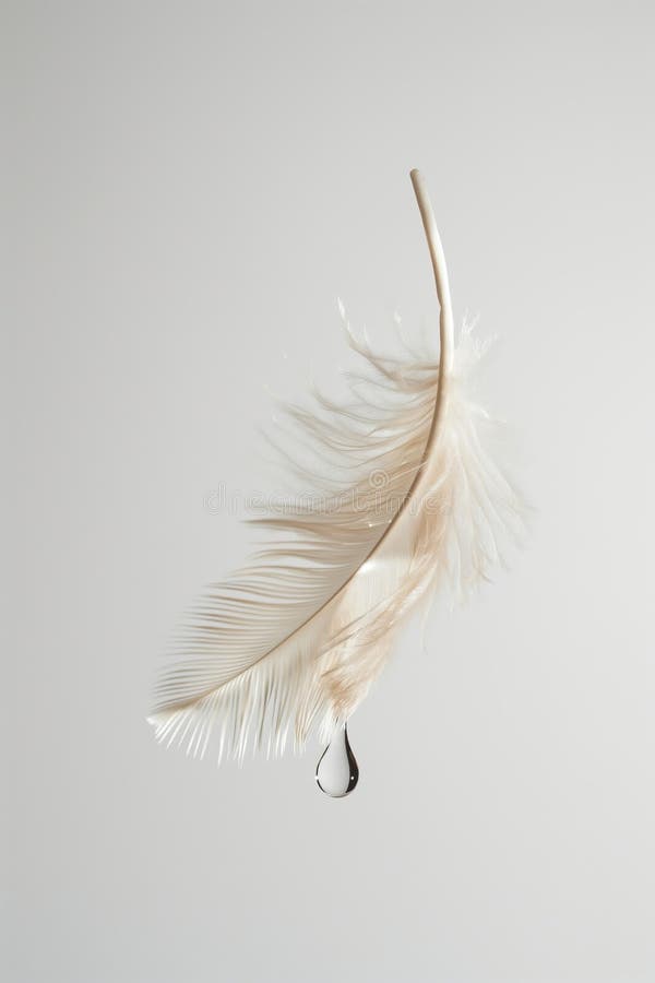 A Feather with a Drop of Water on it Stock Illustration - Illustration ...
