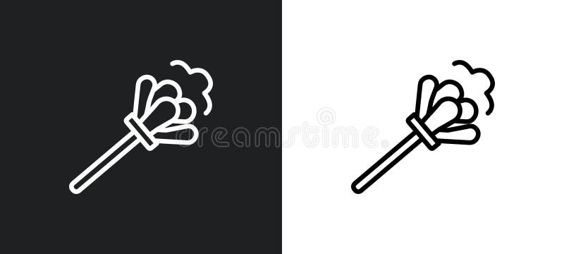 Feather Duster Outline Icon in White and Black Colors. Feather Duster ...