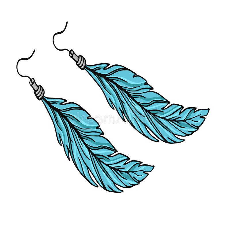 Feather Earring Outline Style. Summer Accessory Stock Vector ...