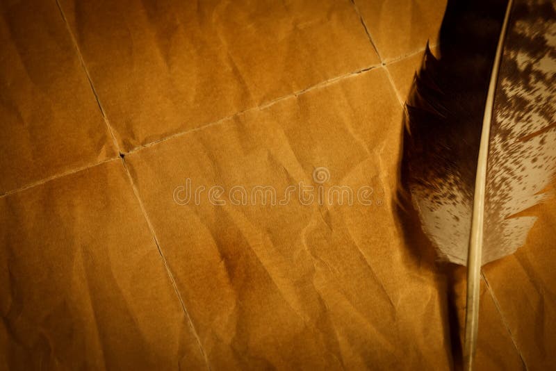 Feather and Empty Old Paper Stock Image - Image of sepia, paper: 35930889