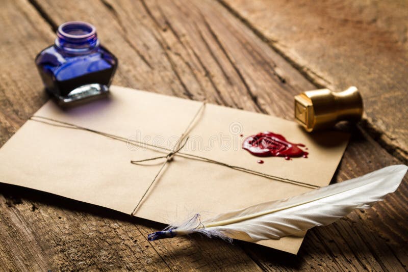 Scroll with the Envelope Symbol Imprinted in Sealing Wax Stock Image ...