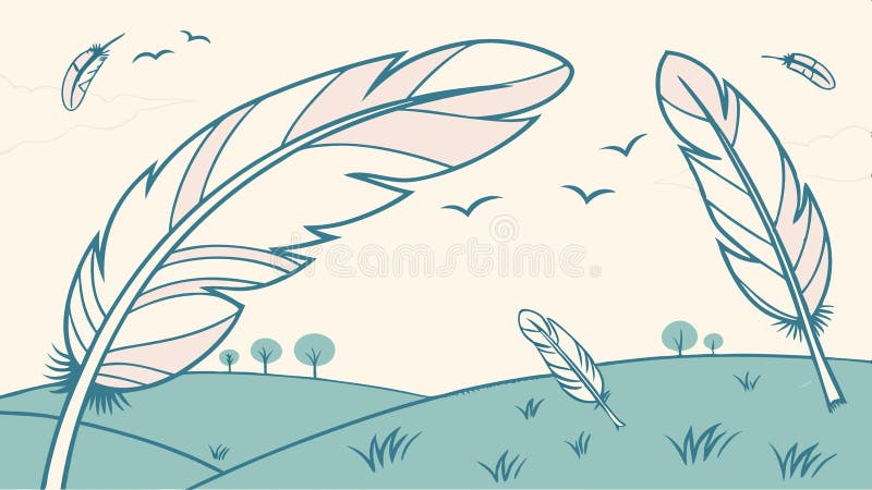 Feather Falling Illustration, Light and Airy, Delicate Design, Nature ...