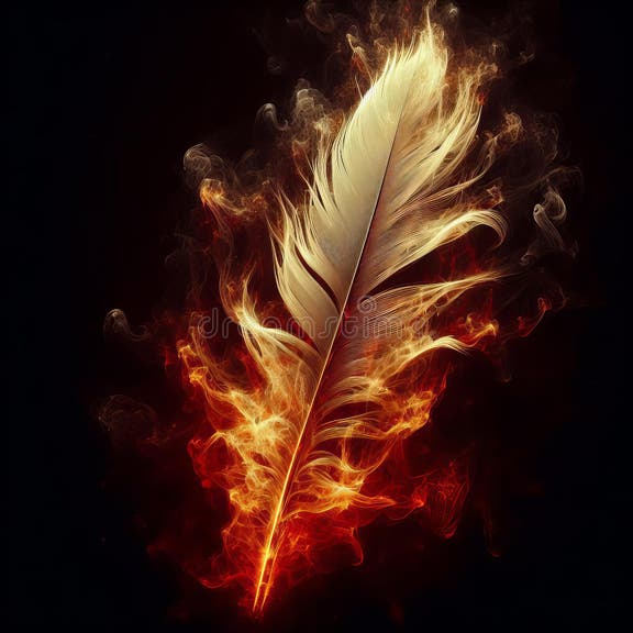 Feather is on Fire and Surrounded by Smoke Stock Photo - Image of ...