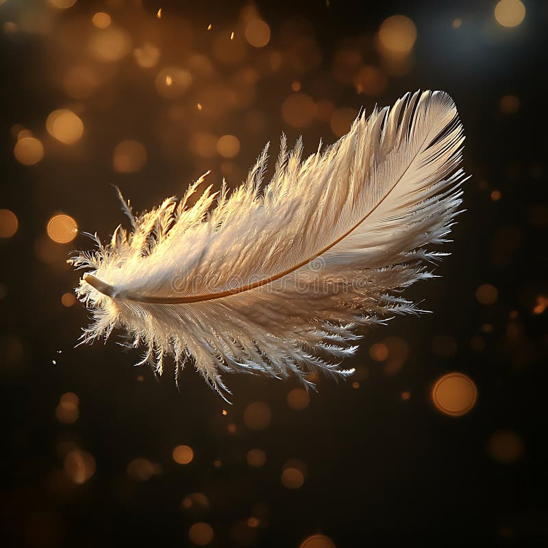 Feather Floating, Delicate Fine Textures in Soft Light. Stock ...