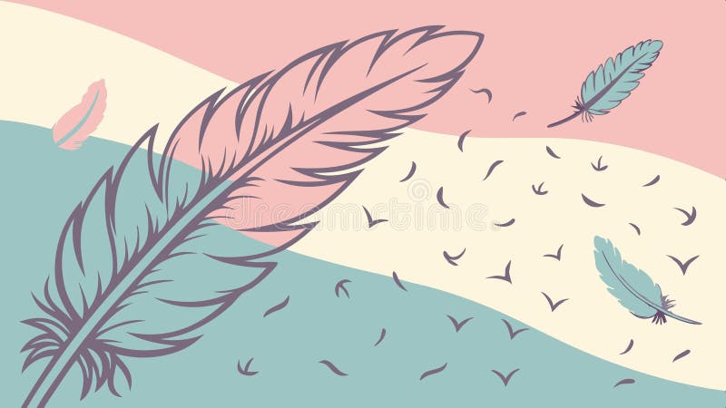 Feather Floating in Wind, Symbolizing Lightness and Freedom Vector ...