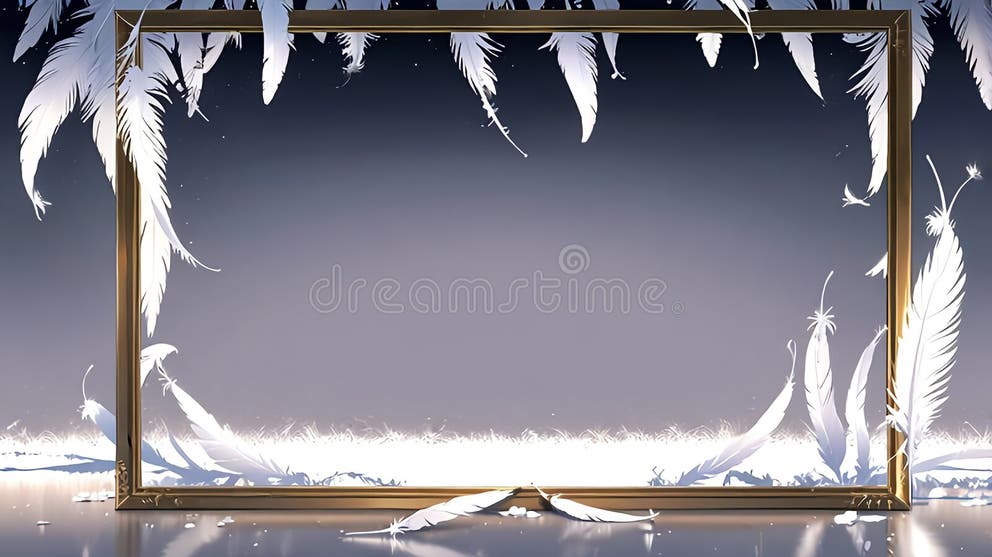 Feather Frame Backdrop with Gold Border Stock Illustration ...