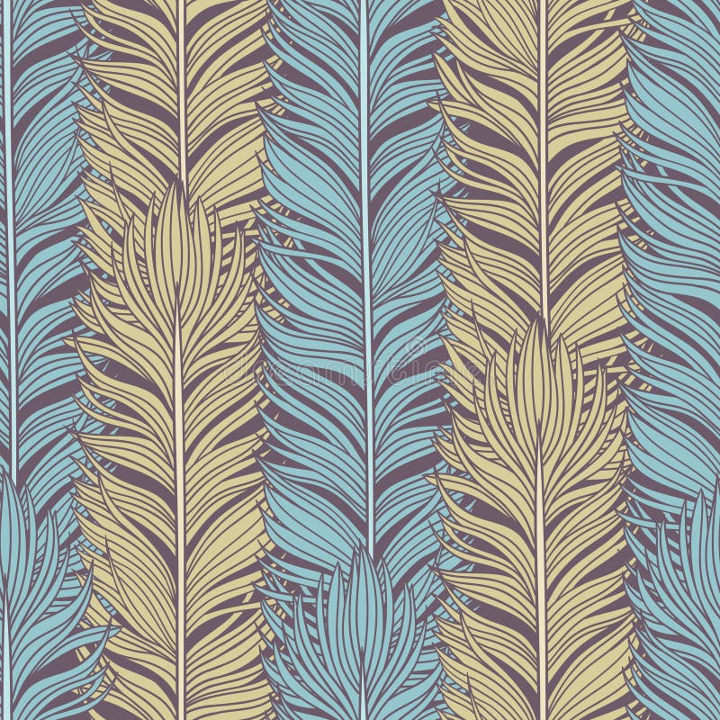 Feather Hand-drawn Vector Pattern Stock Vector - Illustration of ...