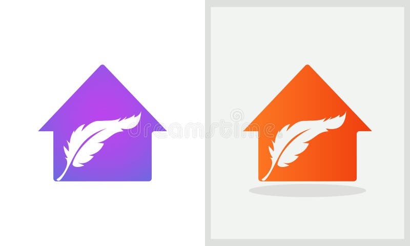 Feather House Logo Design. Home Logo with Feather Concept Vector Stock ...