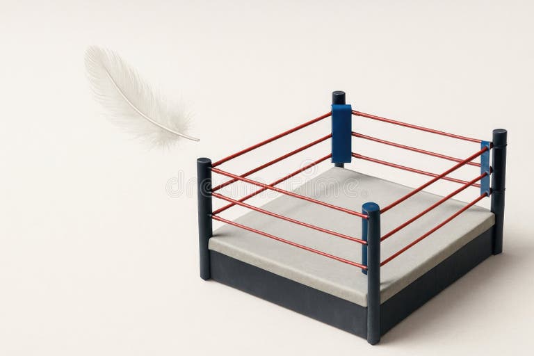 A Feather Hovers Over the Boxing Ring. Space for Text. Stock Image ...