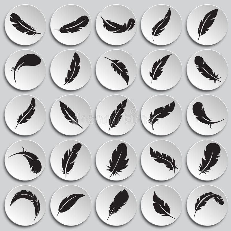 Feather Icons Set On Plates Background For Graphic And Web Design ...