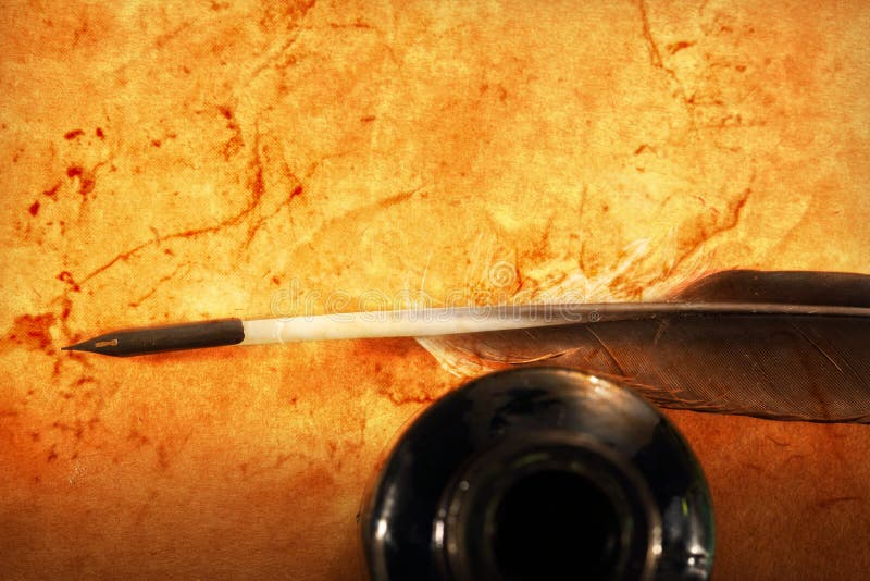 Feather and ink bottle stock image. Image of literature - 45299271