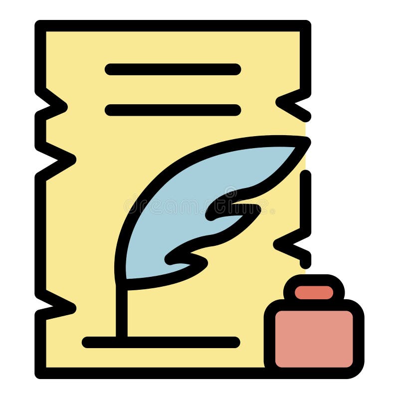 Feather Ink and Parchment Icon Color Outline Vector Stock Vector ... Feather Ink and Parchment Icon Color Outline Vector Stock Vector ...
