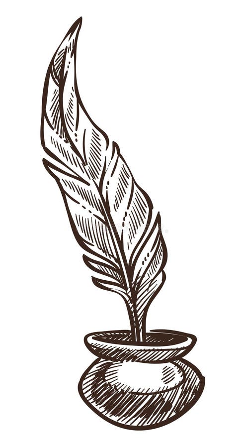 Writing Script Ink Feather Tool Stock Illustrations – 387 Writing ...