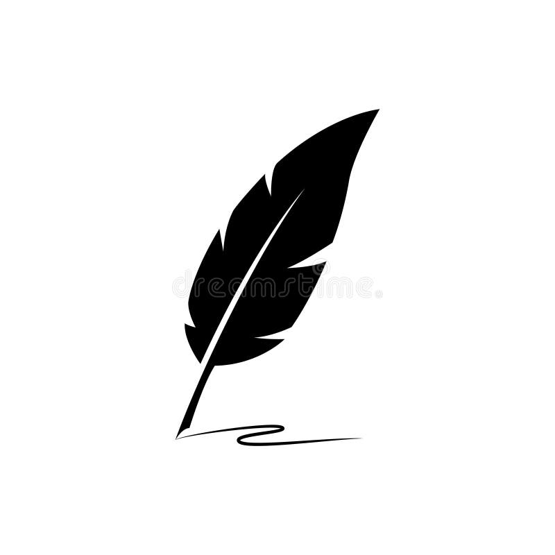 Feather with Ink. Feather Quill Pen IconÑŽ. Retro Image of a Writing ...