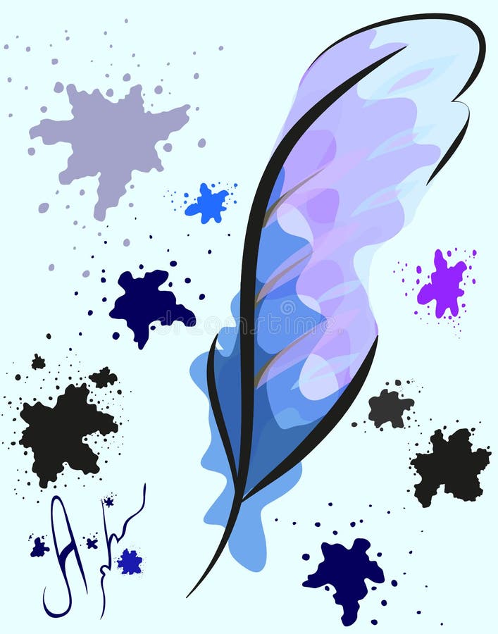 Feather and ink stains stock vector. Illustration of letter - 24244038