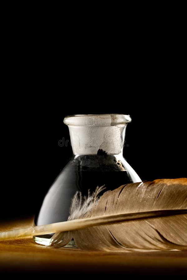Feather with the inkpot stock photo. Image of literature - 22577650