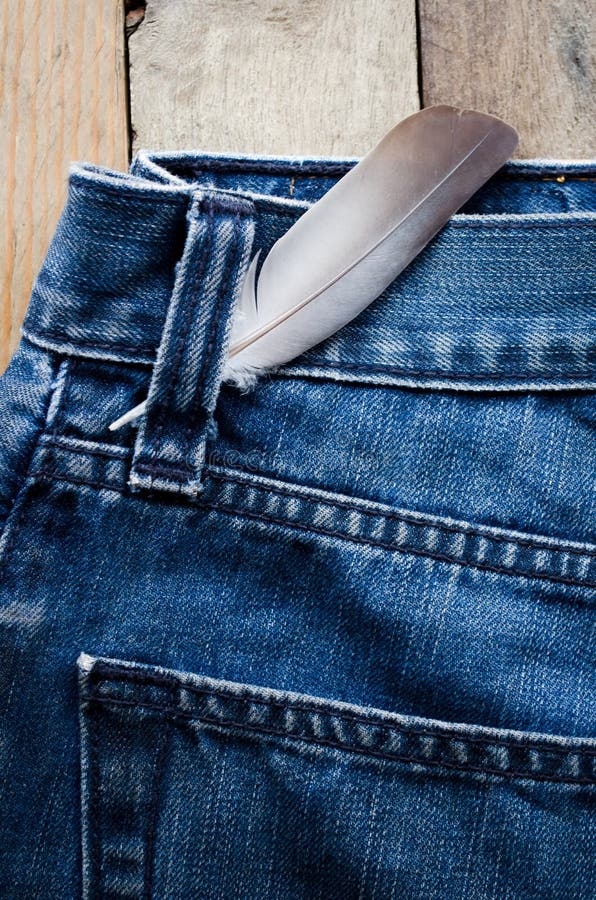 Feather on jeans stock photo. Image of design, textured - 32338902