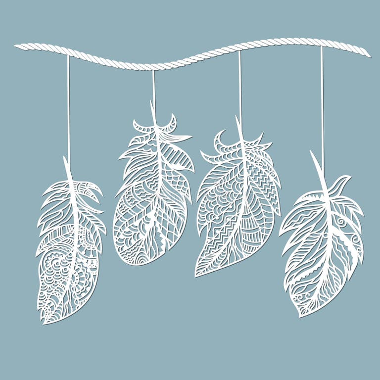 Feather. Laser Cut. Feathers on a String. Template for Laser Cutting ...