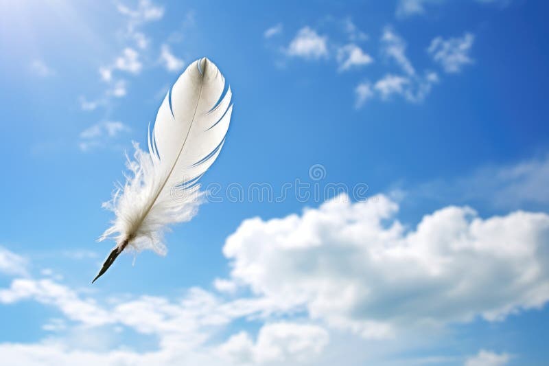Feather Levitating Against Sky To Represent Spirit Leaving Stock Photo ...
