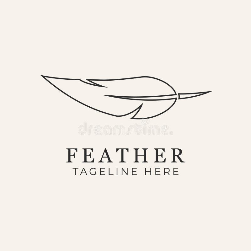 Feather Line Logo Design Vector Art Illustration Stock Vector ...