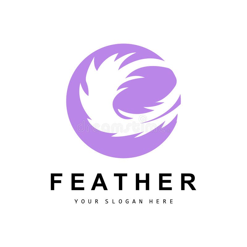Feather Logo, Animal Wing Design, Vector Icon Template Simple Stock ...