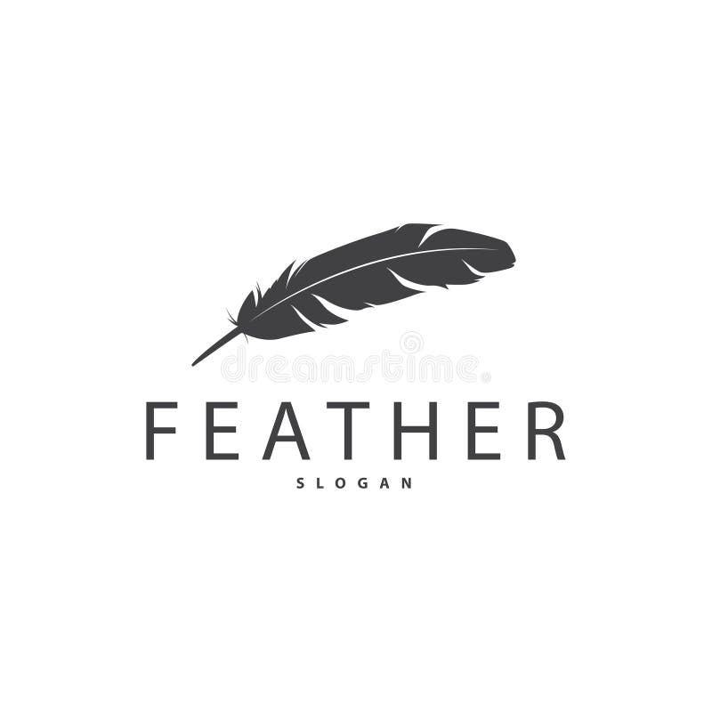 Feather Logo Design Minimalist Vector Template Stock Vector ...