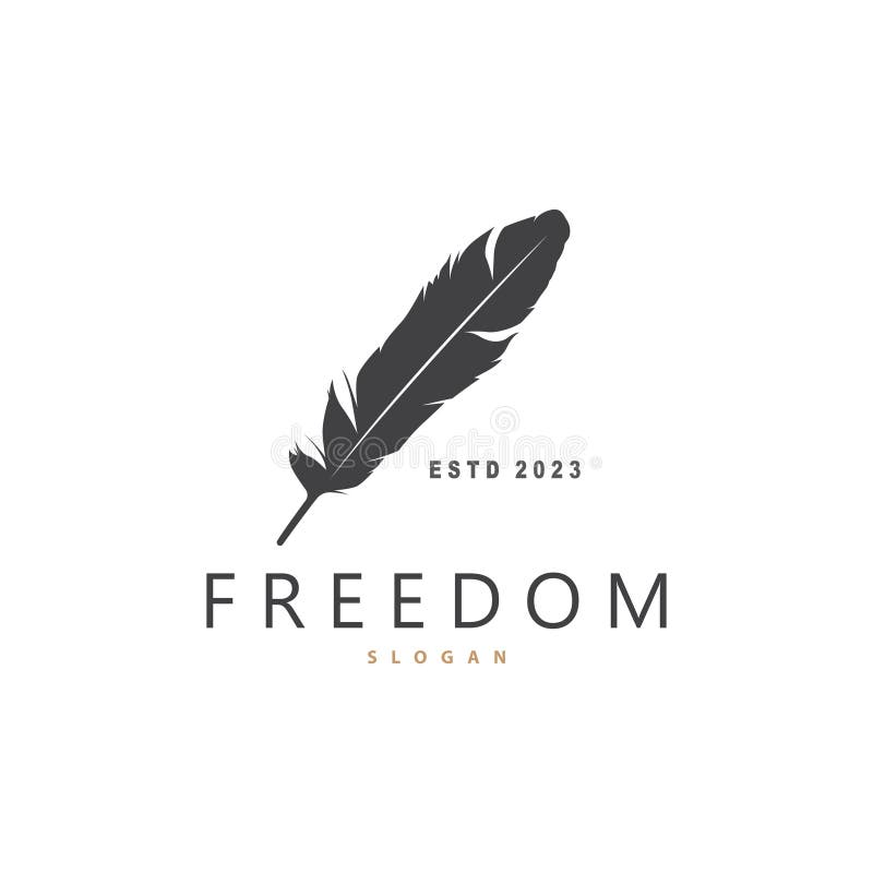 Feather Logo Design Minimalist Vector Template Stock Vector ...