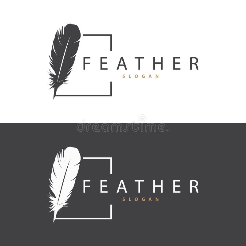 Feather Logo Design Minimalist Vector Template Stock Vector ...