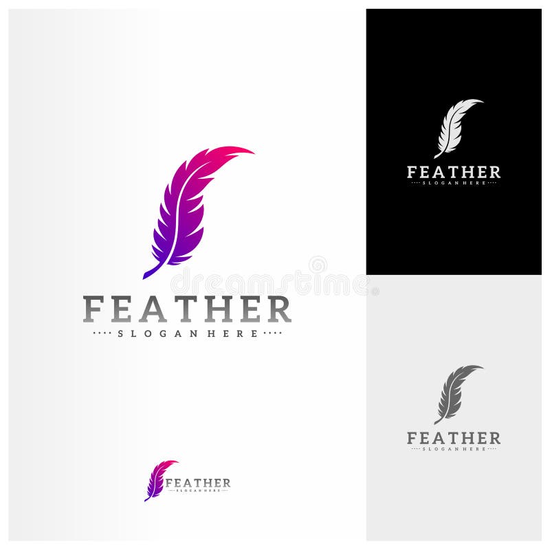 Feather Logo Design Vector Template, Simple Feather Logo Concepts Stock ...