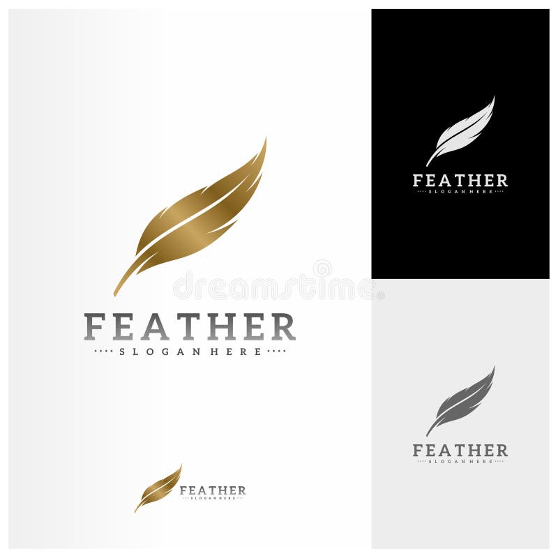 Feather Logo Design Vector Template, Simple Feather Logo Concepts Stock ...