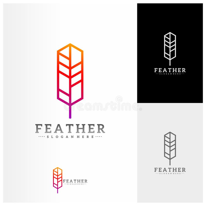 Feather Logo Design Vector Template, Simple Feather Logo Concepts Stock ...