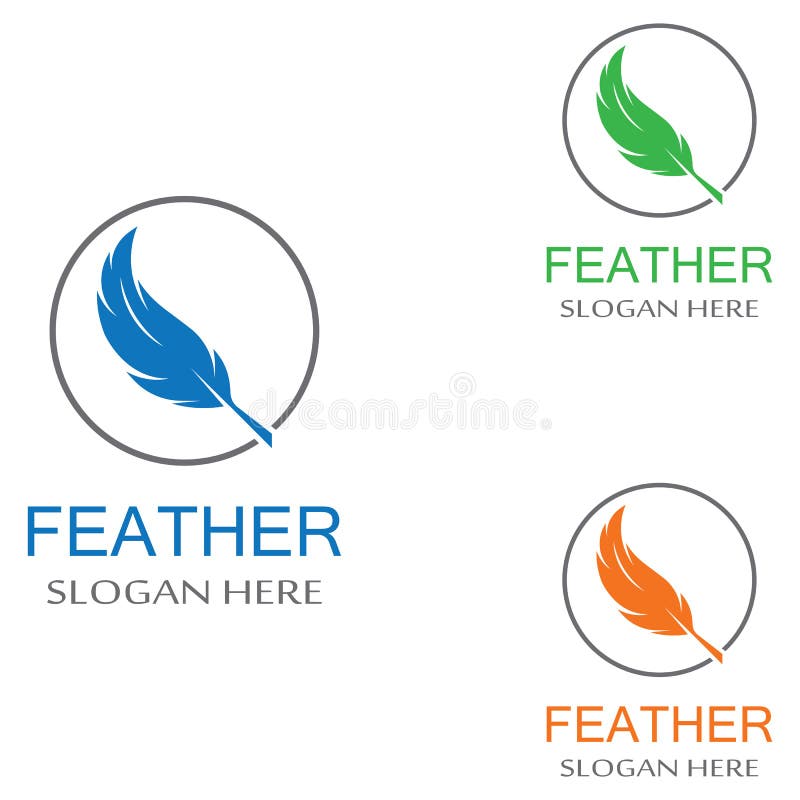 Poultry Breed Feather Logo and a Pen Made of Feathers Using Vector Icon ...
