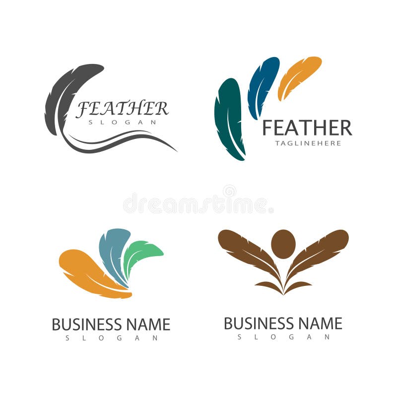 Feather Logo Vector Template and Symbol Design Stock Vector ...