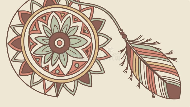 Feather and Mandala, Bohemian Pattern, Nature Inspired Art Vector ...