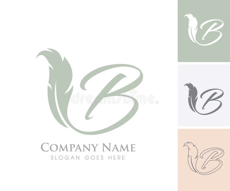 Feather Monogram Initial Letter B Stock Vector - Illustration of brand ...