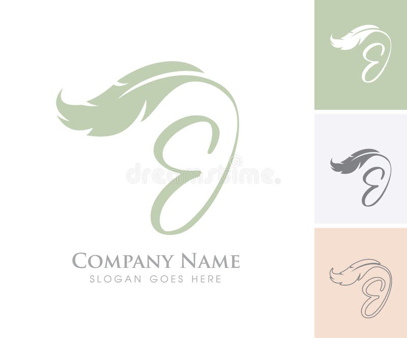 Feather Monogram Initial Letter E Stock Vector - Illustration of ...