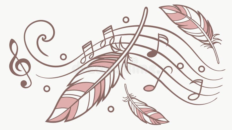 Feather with Musical Notes and Flowing Staves, Vector Design Generative ...