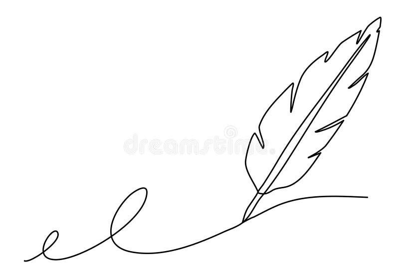 Feather One Line Drawing Vector Illustration Stock Vector ...