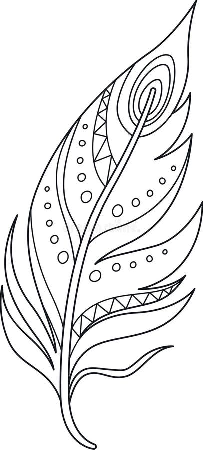 Feather Outline Boho stock vector. Illustration of boho - 299733081