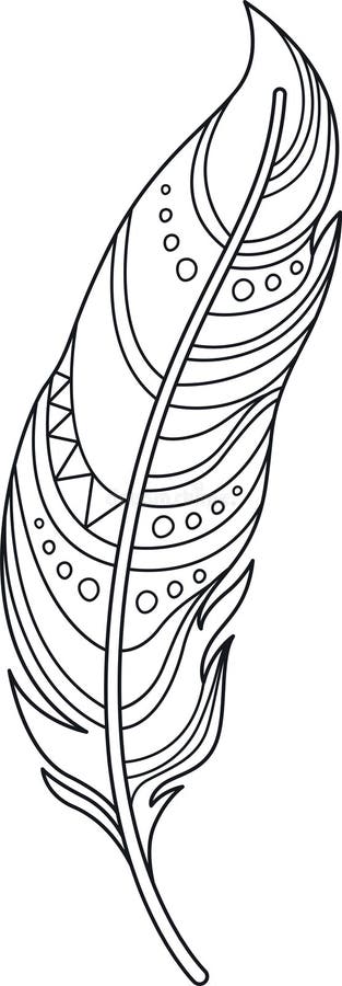 Feather Outline Boho stock vector. Illustration of tribal - 299733262