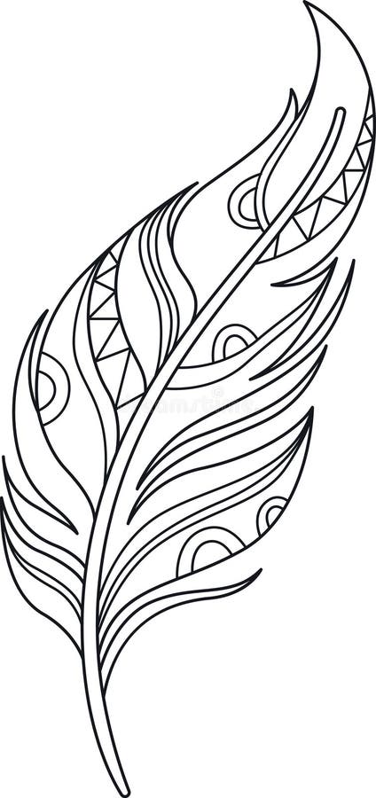 Feather Outline Boho stock vector. Illustration of background - 299733272