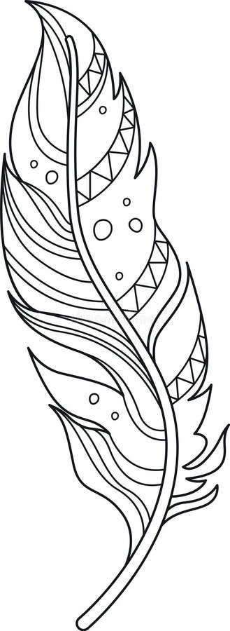 Feather Outline Boho stock vector. Illustration of outline - 299733292